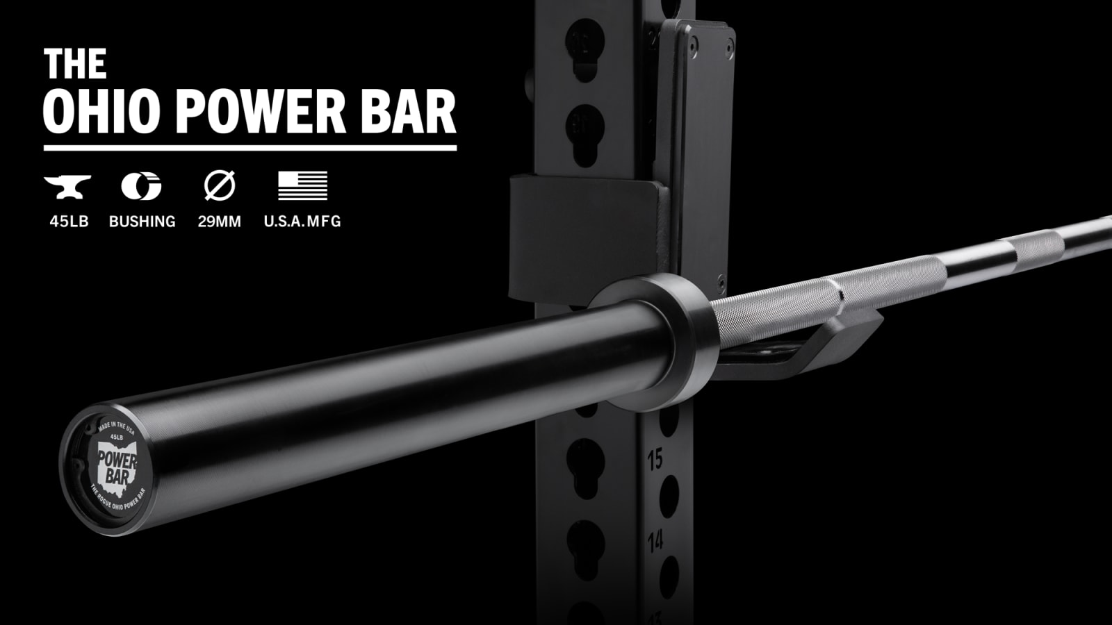 Rogue 45LB Ohio Power Bar - Stainless / Black | Rogue Fitness
