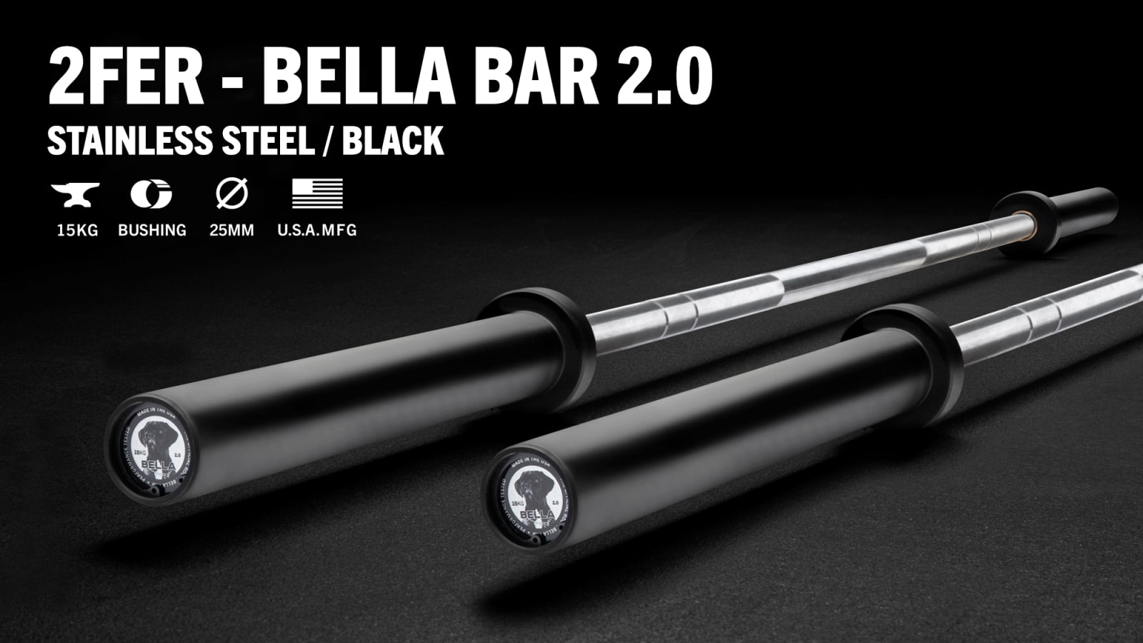 2FER The Bella Bar 2.0 - Stainless Steel / Black | Rogue Fitness Canada