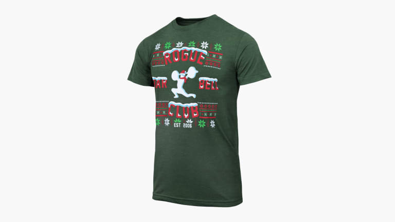 Rogue Barbell Club Holiday Shirt 2023 - Heather Forest | Rogue Fitness ES